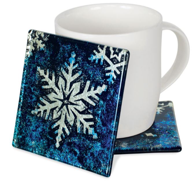Angelstar Collection Blue Snowflake Coaster 4 pack 4""-Freedomdaysales.com