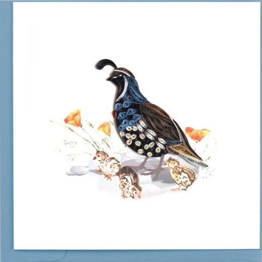 Quilling Card Quail and Chicks Greeting Card-Freedomdaysales.com